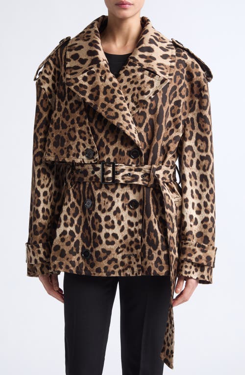 DOLCE & GABBANA Dolce&Gabbana Belted Leopard Print Short Trench Jacket